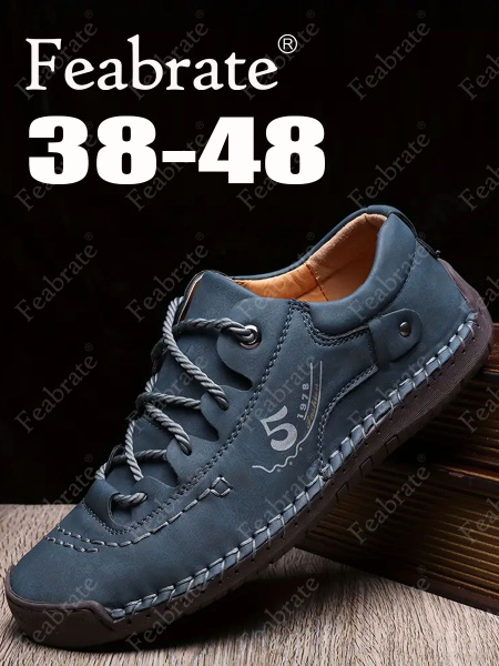 Мокасины Мужской Feabrate суровый темно-синий, размер 42 Шнурки Шнуровка На любой сезон Круглый ...