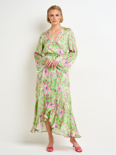 Платье Женский Angela by Spirina салатовый, зеленый с запахом, прямое Вечерний/праздничный ...