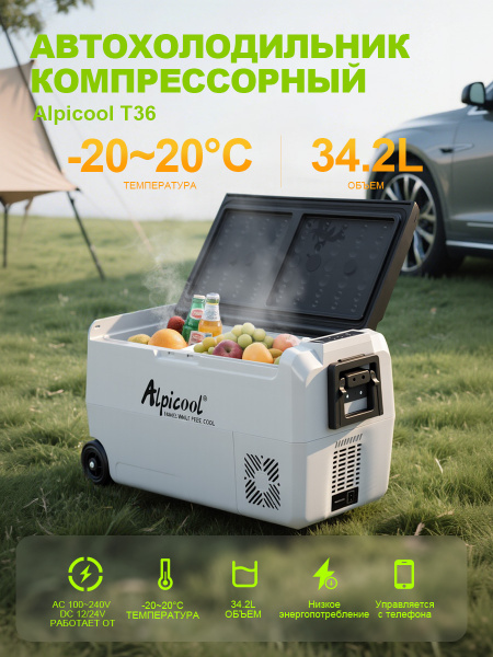 Автохолодильник Alpicool T36, 36 л, двухзонный, -20 до +20 , 12/24В и ...
