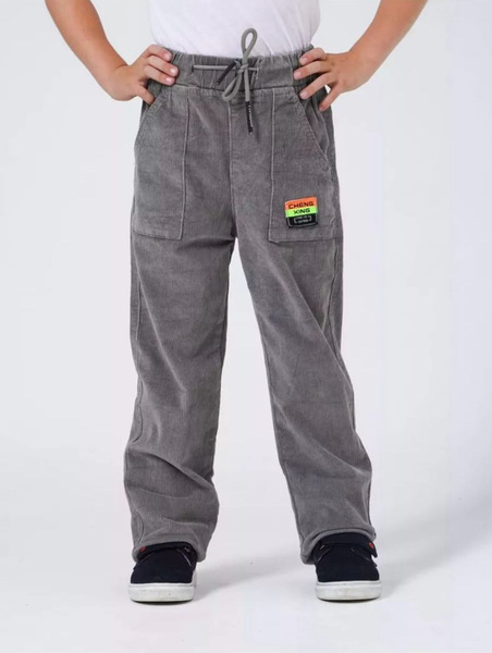 Брюки Мальчики DP Shop прямые серый Хлопок, Вельвет Офисный/школьный, размер 146 Резинка ...