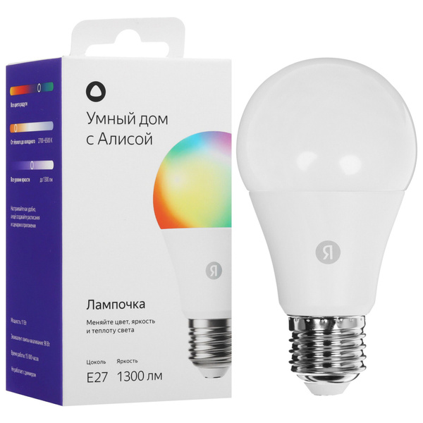 Умная светодиодная лампа Яндекс YNDX-00553 RGB купить на OZON по низкой цене (2360679739)