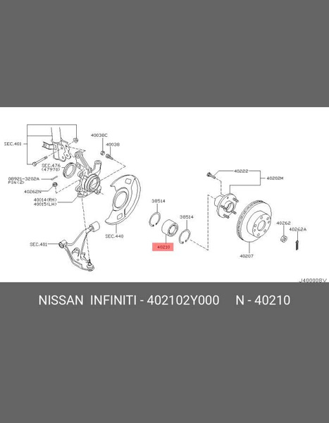 Подшипник ступицы колеса перед Nissan 40210-2Y000 купить c доставкой на ...