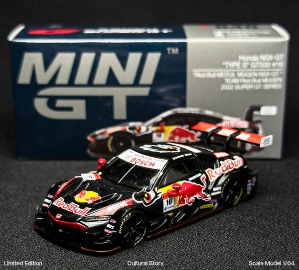 Машинка MINI GT 1/64 #848 Honda NSX-GT TYPE S GT500 #16 Red Bull MOTUL MUGEN NSX-GT TEAM Red ...