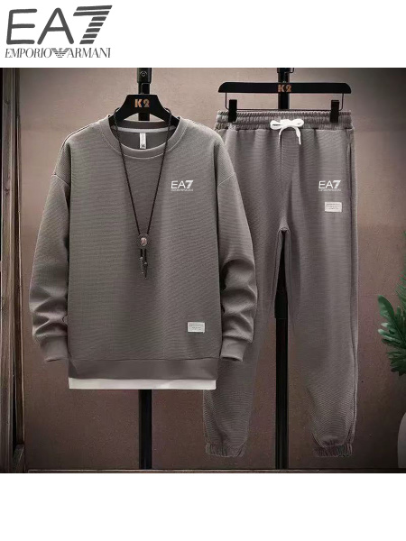 Костюм спортивный Мужской EA7 Спортивный брючный темно-серый, размер 48, 50 Полиэстер FR ...