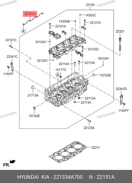Прокладка клапанной крышки нижняя, D4CB Porter II,, HYUNDAI/KIA/MOBIS ...