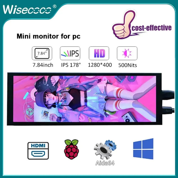 Wisecoco Светодиодный экран 7,84 “1280x400 портативный мини ЖК-монитор ...
