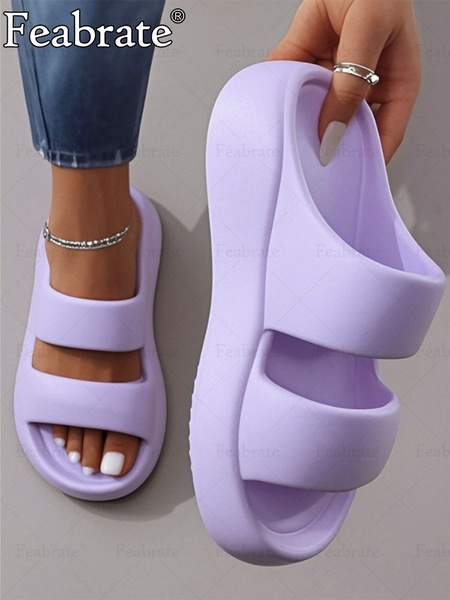 Тапочки Женский Feabrate, размер 39 R (средняя) фиолетовый Маломерит, Круглый нос Россия Лето ...