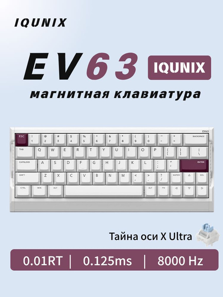 IQUNIX Игровая клавиатура проводная EV63, Английская раскладка, белый, лиловый купить на OZON по ...