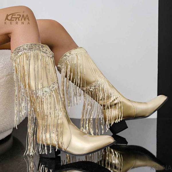 Сапоги Женский KERNA, размер 37 античное золото На любой сезон R (средняя) Стандартный низкий ...