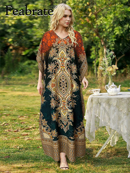 Платье Женский Feabrate мандариновый Повседневный Средний Вискоза, размер 46, 60 Без застежки ...