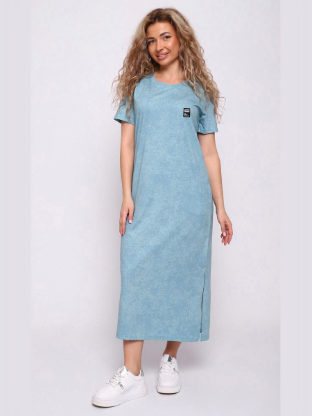 Платье Женский Н-Коллекция голубой, бирюзовый платье-футболка, прямое ...