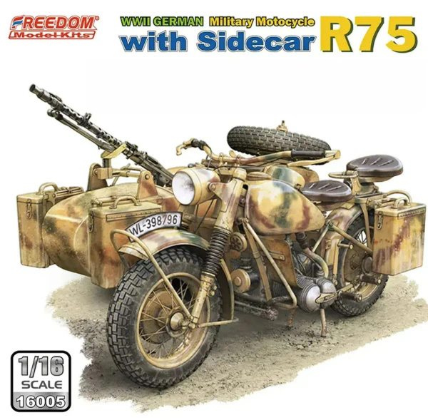 Freedom 16005 1/16 Немецкий военный мотоцикл R75 с бокового автомобиля ...