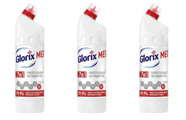 Glorix Чистящий гель MED, дезинфицирующий, 750 мл, 3 уп - купить с ...