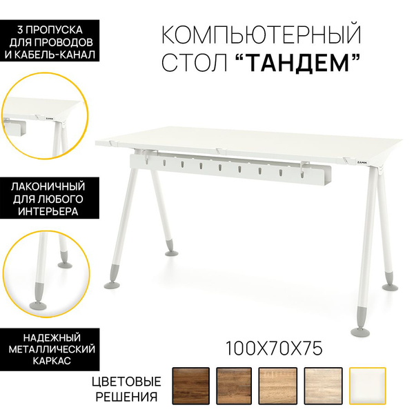 Письменный стол ZAMM Компьютерный стол, Тандем (Тип 3) с пропусками для ...