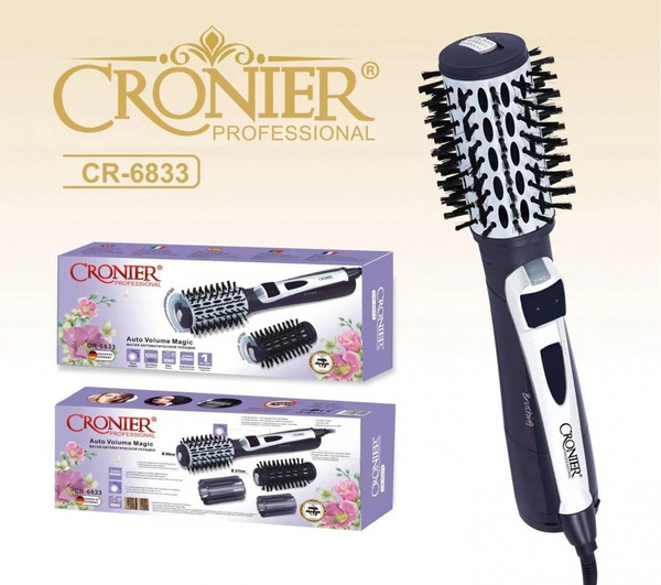 Фен-щетка для волос CR-6833 1000 Вт, скоростей 2, кол-во насадок 2, фиолетовый, черный купить на ...