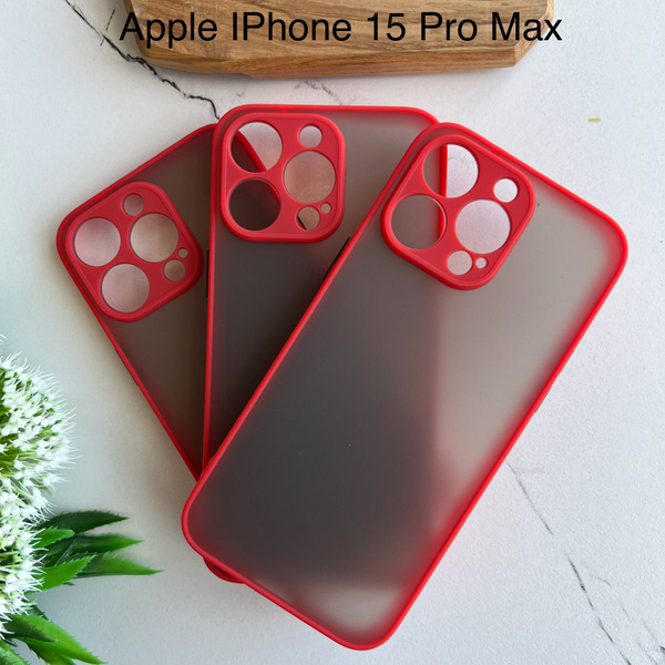 Чехол для айфон 15 про макс / iphone 15 pro max, красный, прозрачный ...