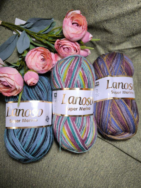 Носочная пряжа LANOSO SUPER MERINO (Набор из 3х мотков по 100г/400м) - купить с доставкой по ...