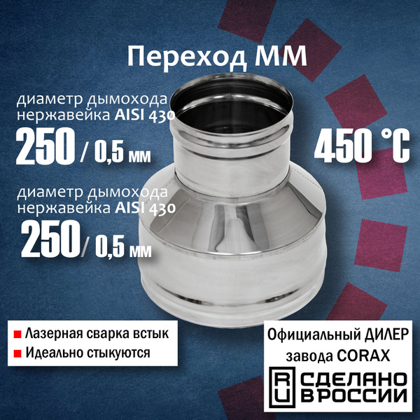 Переход ММ D 220 250 430 0 5 мм Длина 180мм 2 Corax адаптер