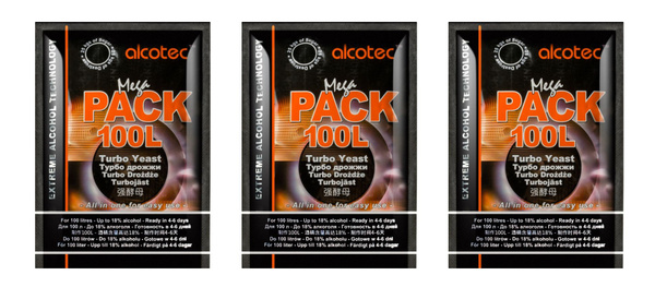 Дрожжи спиртовые Alcotec MegaPack на 100 литров 360г, 3 шт - купить с доставкой по выгодным ...