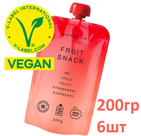 Nutrino Lab Пюре фруктовое Яблоко, персик, клубника, малина 200 гр*6 ...