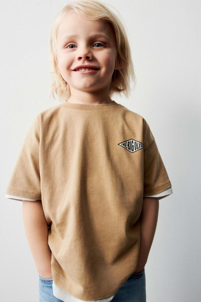 Футболка Zara, размер 116, цвет светло-коричневый, 100% хлопок - купить по выгодной цене в ...