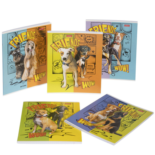 Набор тетрадей Hatber 40 листов, формата А5, в клетку, на скобе, 65 г/кв. м, 5 штук/5 дизайнов ...