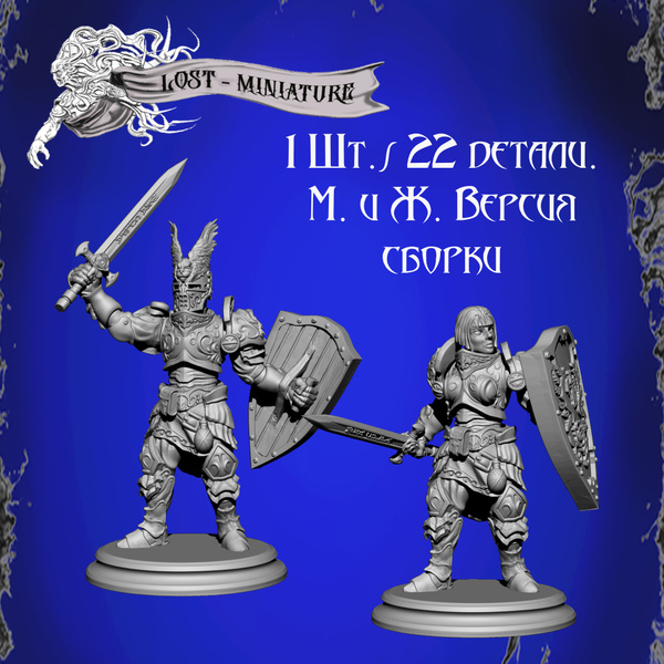 Миниатюра для настольных игр DnD, ДнД "Паладин" 32мм. 1шт. Ж М версии ...