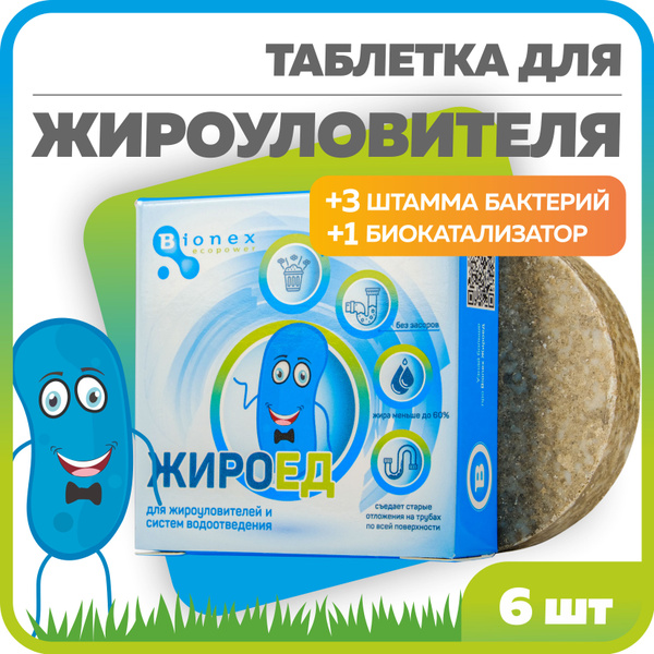 Жироед средство для жироуловителей от засоров Bionex (6 таблеток ...