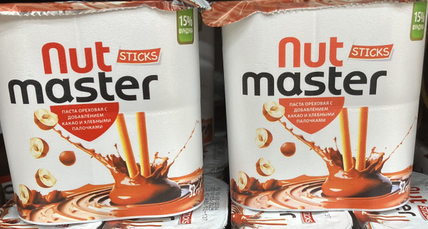 паста ореховая Nut Master c какао и хлебными палочками 52 гр - 4 шт ...