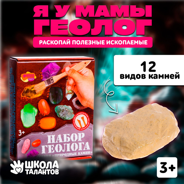 Набор геолога Школа талантов раскопки для детей / "Природные камни" 12 ...