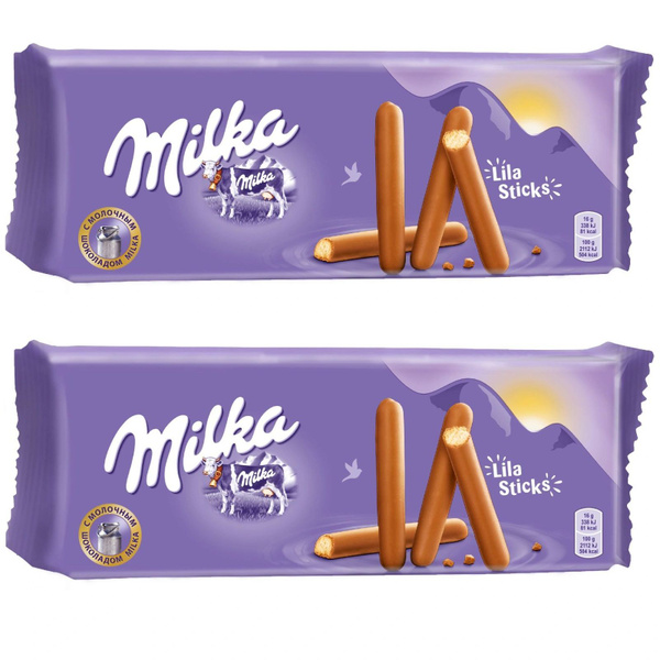 Печенье-палочки Milka Lila Sticks, с молочным шоколадом, 2 шт по 112 г ...
