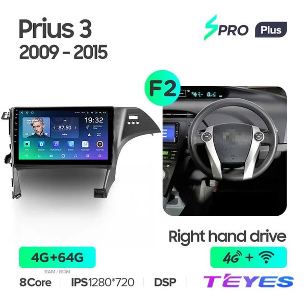 Магнитола Toyota Prius 3 XW30 (Right Hand Drive) 2009-2015 (Тип F2 ...