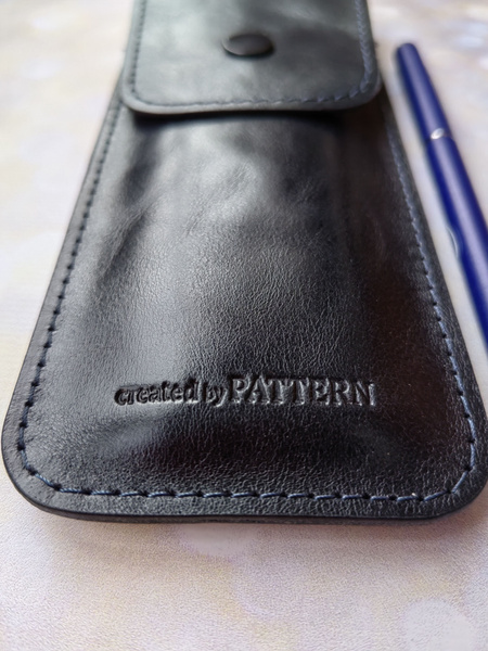 Чехол для ручки Pattern мужской, женский синий/ кожаный футляр для 3-4 ...