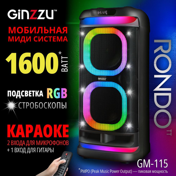 Беспроводная акустика Ginzzu GM-203, черно-серый, темно-серый - купить ...