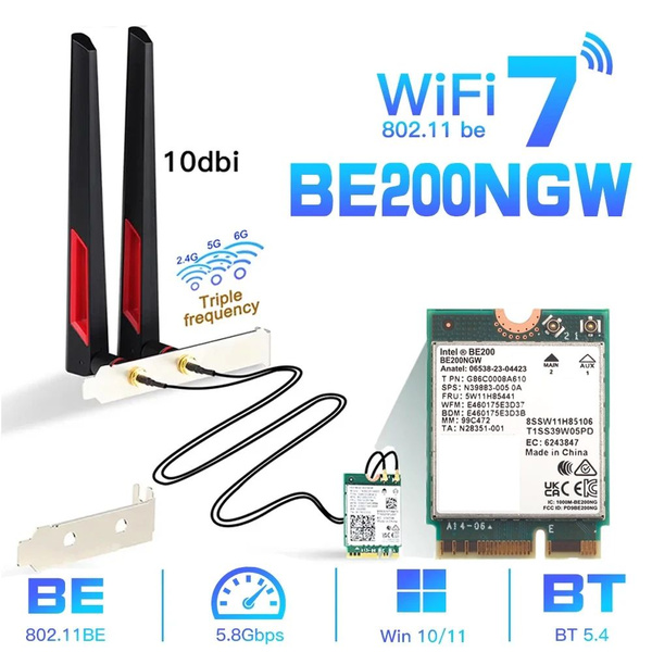 Intel BE200 WiFi 7 адаптер 5.8 Гбит/с Bluetooth 5.4M.2Key E 10dB антенна настольный компьютер ...