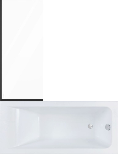 Комплект Акриловая ванна STWORKI Стокгольм 170x75 см, с каркасом / Шторка DIWO Анапа неподвижная ...