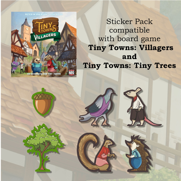 Стикерпак для дополнений к игре Tiny Towns(Крошечные города): Villagers (Умельцы) и Tiny Trees ...