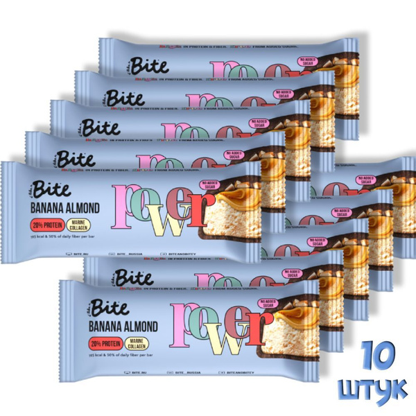 Батончик протеиновый Bite Банан-миндаль 50гр - 10 штук - купить с ...