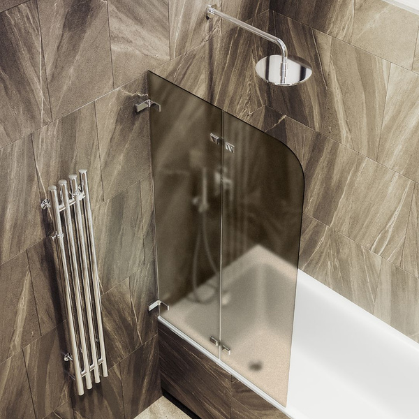 Шторка для ванной стеклянная 140/51 см MaybahGlass, 6 мм, складная (2С ...