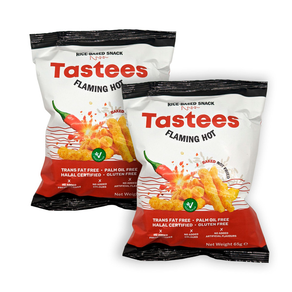 Чипсы рисовые Tastees Flaming Hot Горячий Чили 2 упаковки 65г Импорт из ...