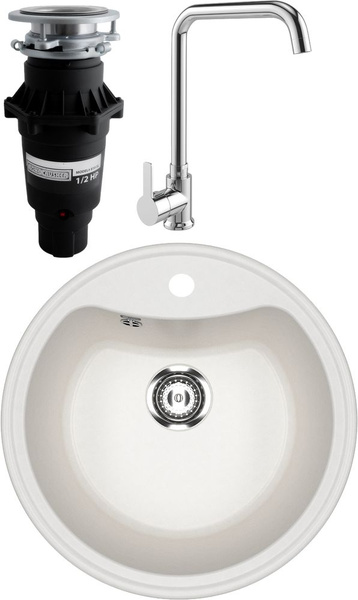 Комплект Мойка кухонная Ulgran U-601 -341 ультра-белая / Смеситель MEGA Ege MG-PL10 хром ...