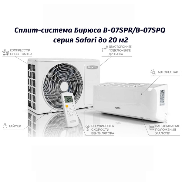Cплит-система Бирюса B-07SPR/B-07SPQ серия Safari до 20 м2 (завод Midea ...