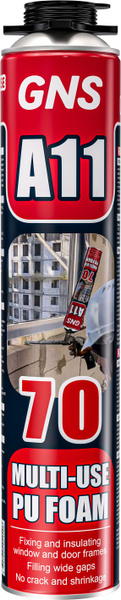 Профессиональная монтажная пена GNS Пена пистолетная A11 Multi Use Pu Foam 70l Gun Type, 750 мл ...