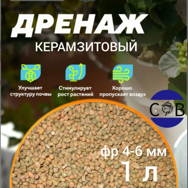 Керамзит. Дренаж для домашних растений и цветов. 1 л. 4-6 мм - купить ...
