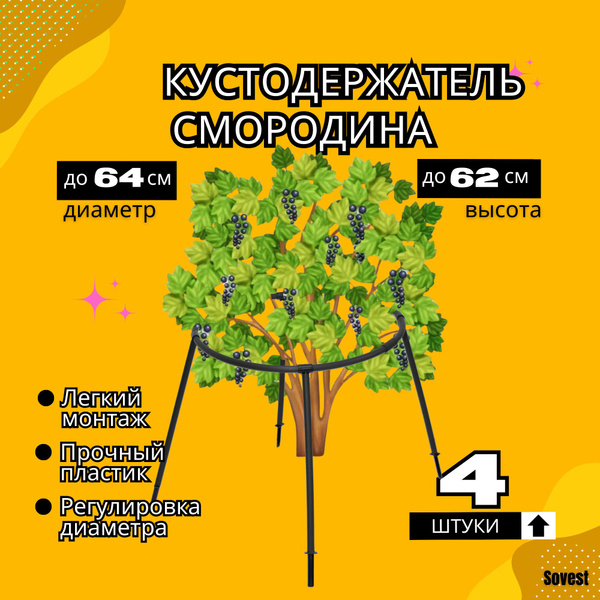 Кустодержатель садовый СМОРОДИНА - 4шт / Опора для растений - купить по ...