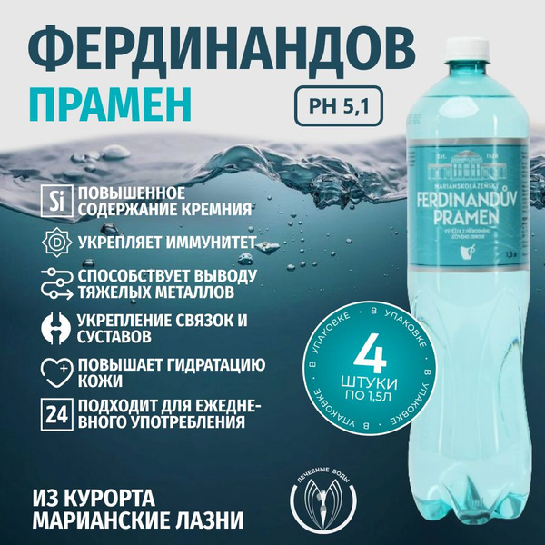 Минеральная столовая вода природной газации Фердинандов Прамен ...