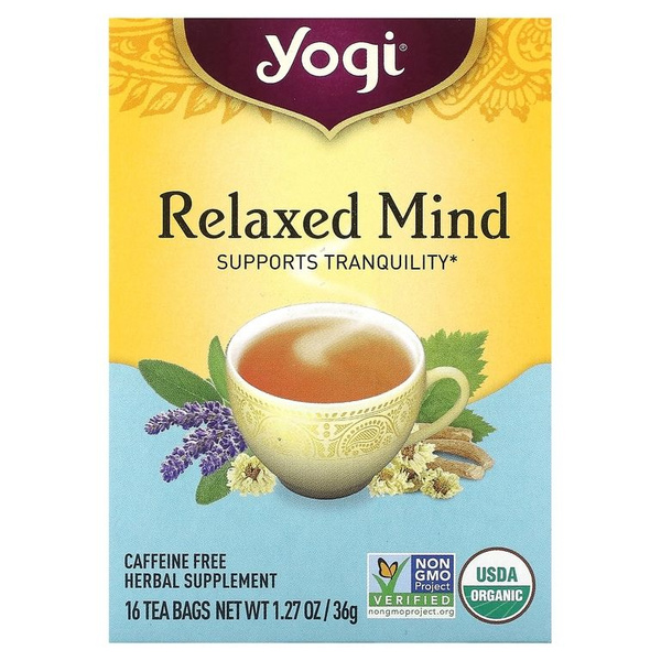 Yogi Tea, Relaxed Mind, чай для спокойствия души и тела, без кофеина,16 ...