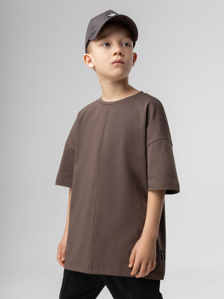 Футболка Мальчики, Девочки BODO темно-коричневый Короткий, размер 110, 116 Кулирная гладь ...