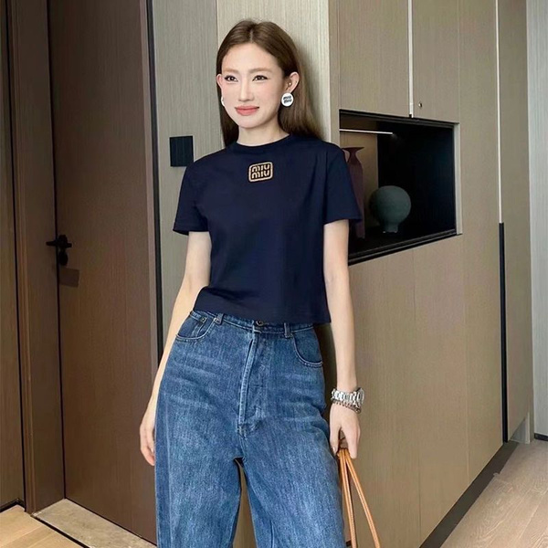 Футболка Miu Miu размер 46 цвет иссиня черный купить по выгодной цене в интернет магазине