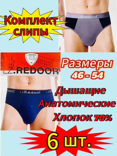 Комплект трусов Мужской LZ REDOOR брифы Хлопок, Бамбуковое волокно разноцветный, размер 46 ...